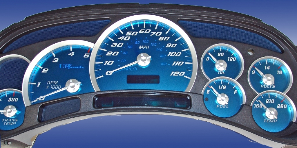 Aqua Edition Custom Gauge Face Kit - US Speedo - Custom Speedometers ...